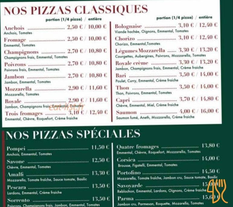 Pizza capri menu store